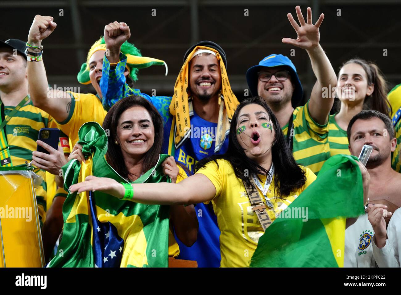 Brazil fans celebrate in the stands after the FIFA World Cup Group G ...