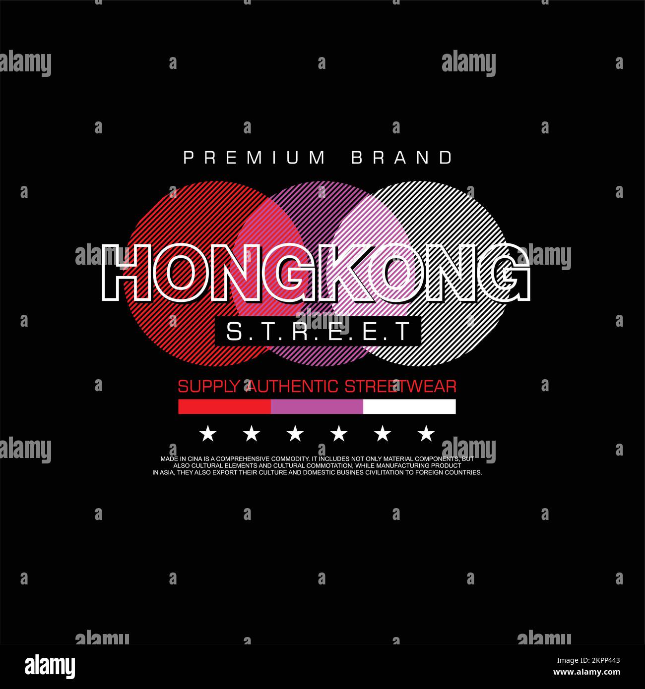 The typography design vector illustration with Hong Kong text on dark ...