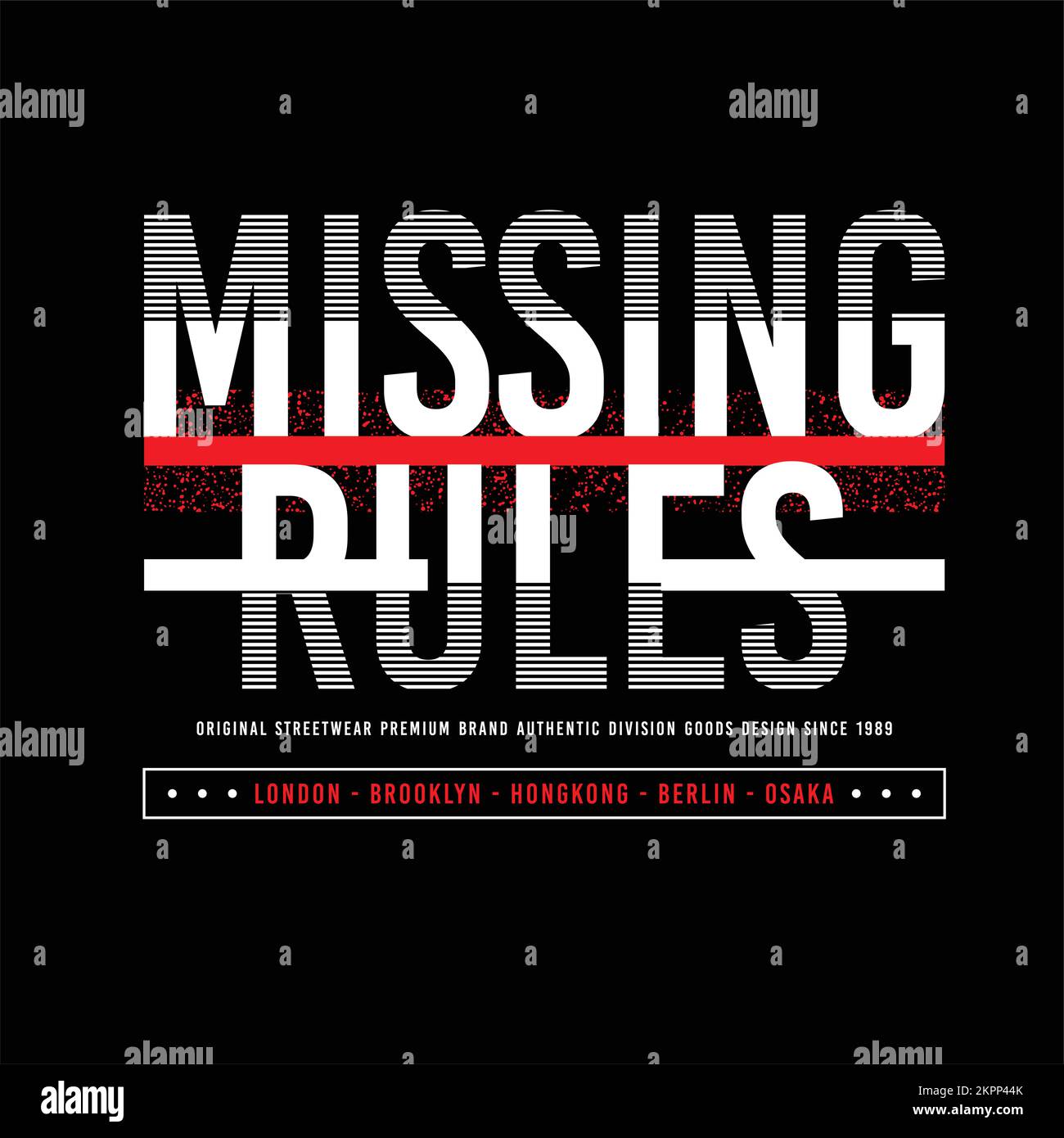 A modern graphic vector design with "Missing rules" written on the ...