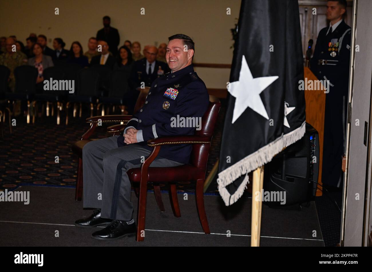Lt. Gen. Chance Saltzman listens to remarks from Chief of Space ...