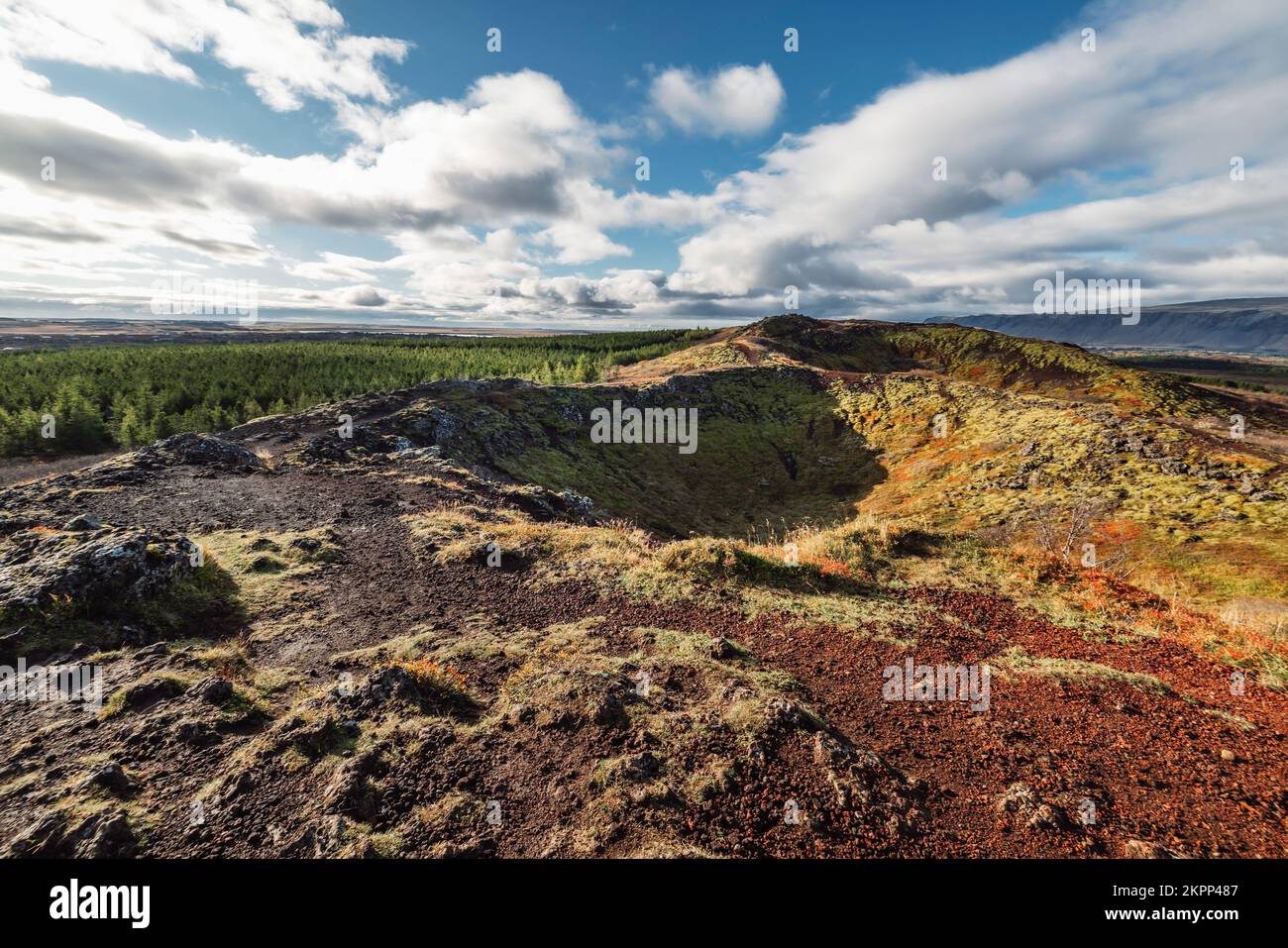 Kerid or Kerith volcanic crater lake on the touristic golden circle ...