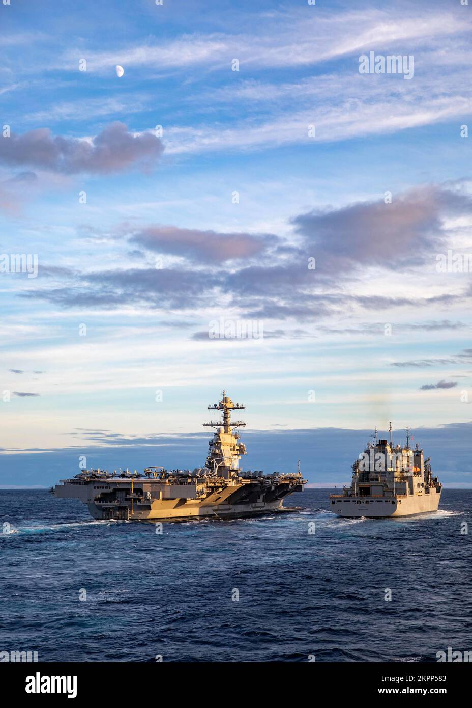 The first-in-class aircraft carrier USS Gerald R. Ford (CVN 78), left ...