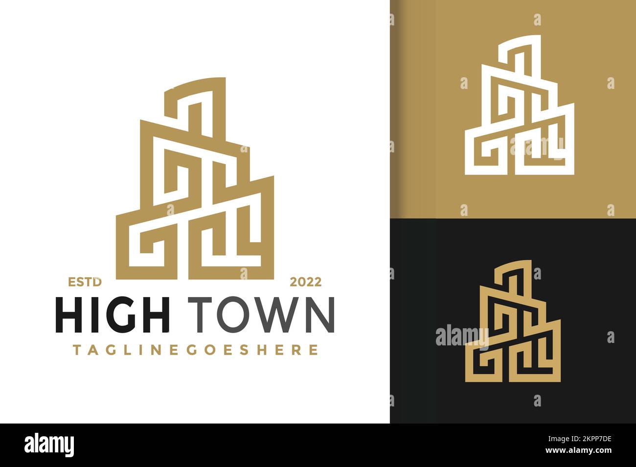 An editable vector of High Town logo in beige, black and white colors ...
