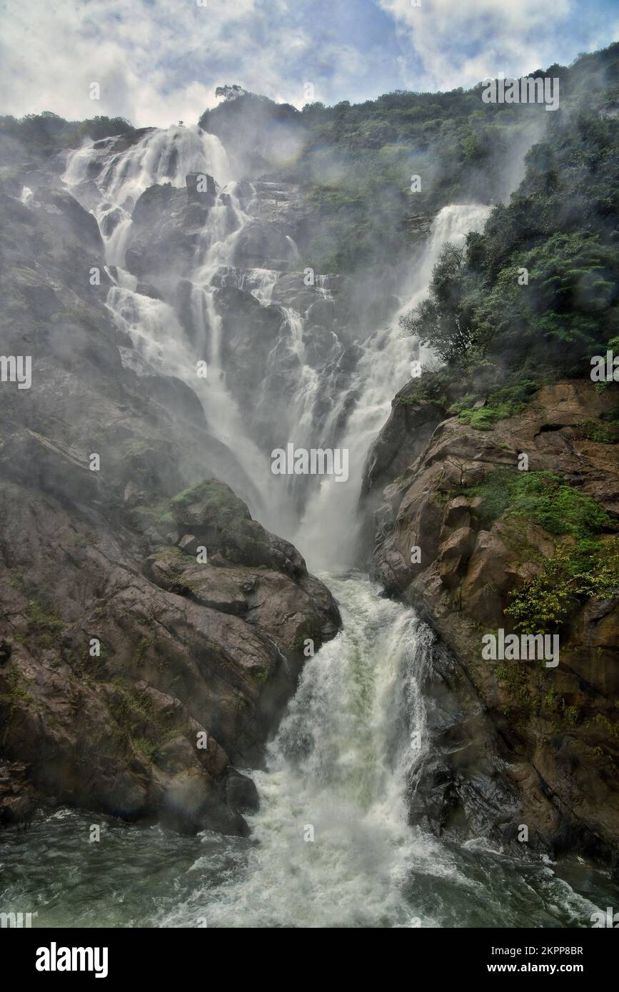 Dudhsagar Falls on the Mandovi River, Goa, India Stock Photo - Alamy