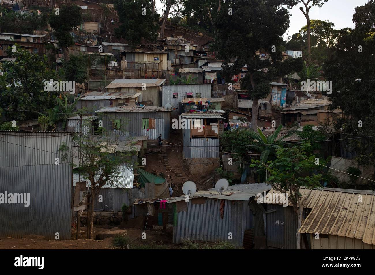 Kawéni slum in Mayotte, French archipelago in the Indian Ocean, on ...