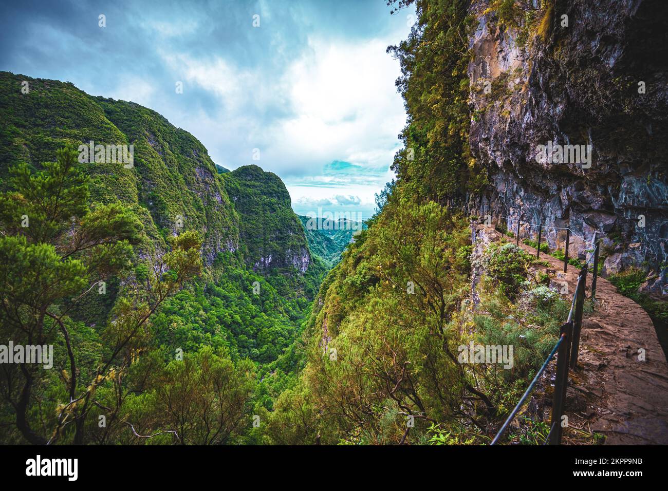 Description: Impressive view from the adventurous cliff jungle path ...