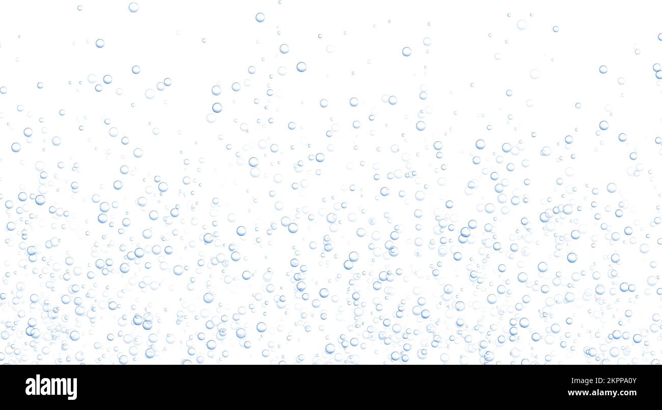 Underwater fizzing bubbles, soda or champagne carbonated drink, sparkling water isolated on ...