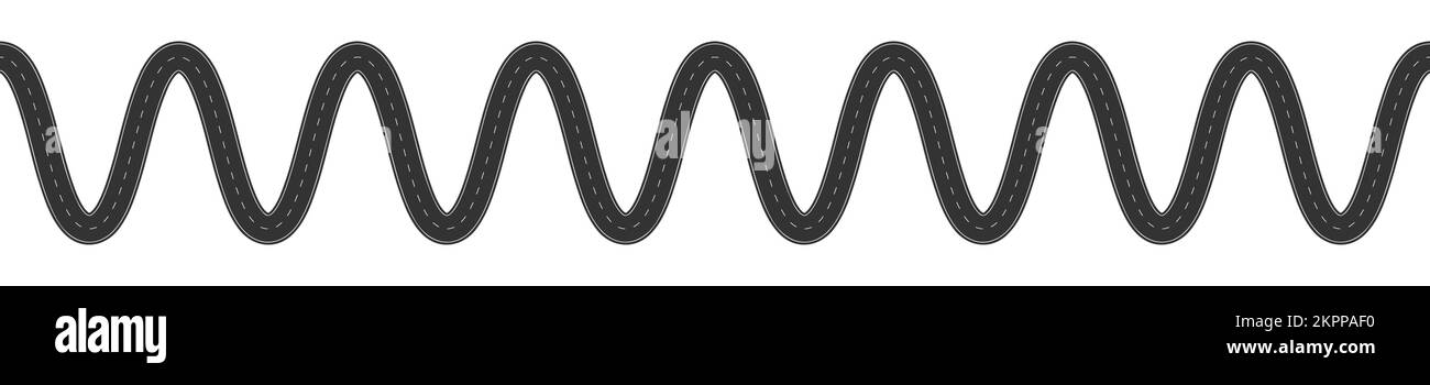 Serpentine road with marking. Horizontal aerial view. Seamless highway ...