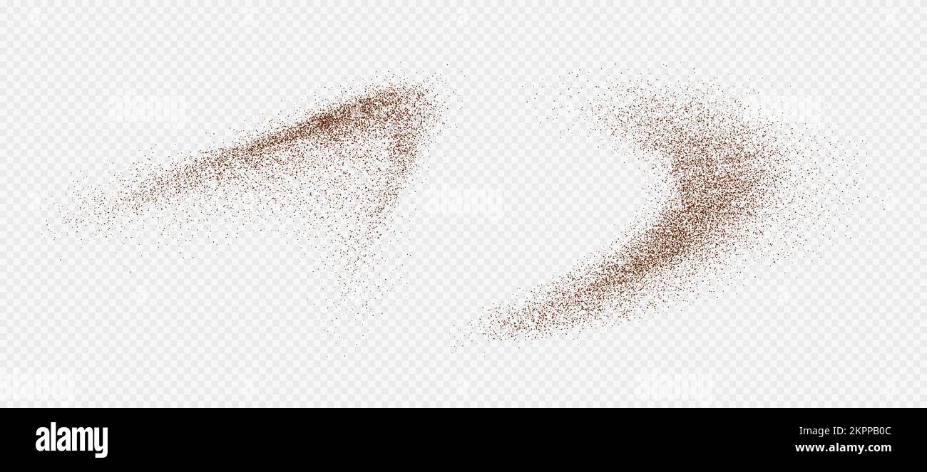 Flying coffee or chocolate powder, dust particles in motion, ground ...