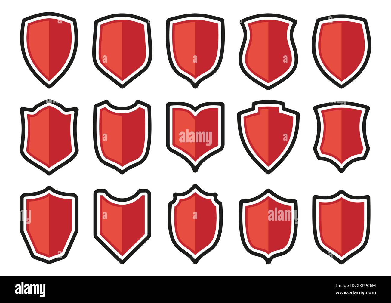 Shields Red Flat Icon Set Knight Heraldic Award Medieval Royal Vintage