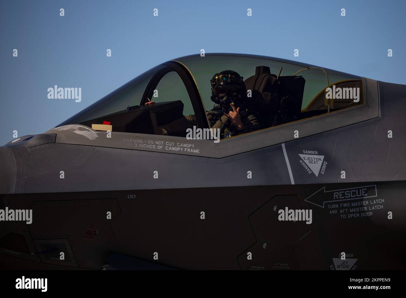 A U.S. Air Force F-35A Lightning II pilot assigned to the 421st Fighter Squadron, Hill Air Force ...