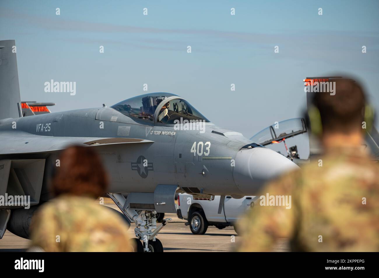 A U.S. Navy F/A-18 Super Hornet assigned to Naval Air Station Lemoore ...