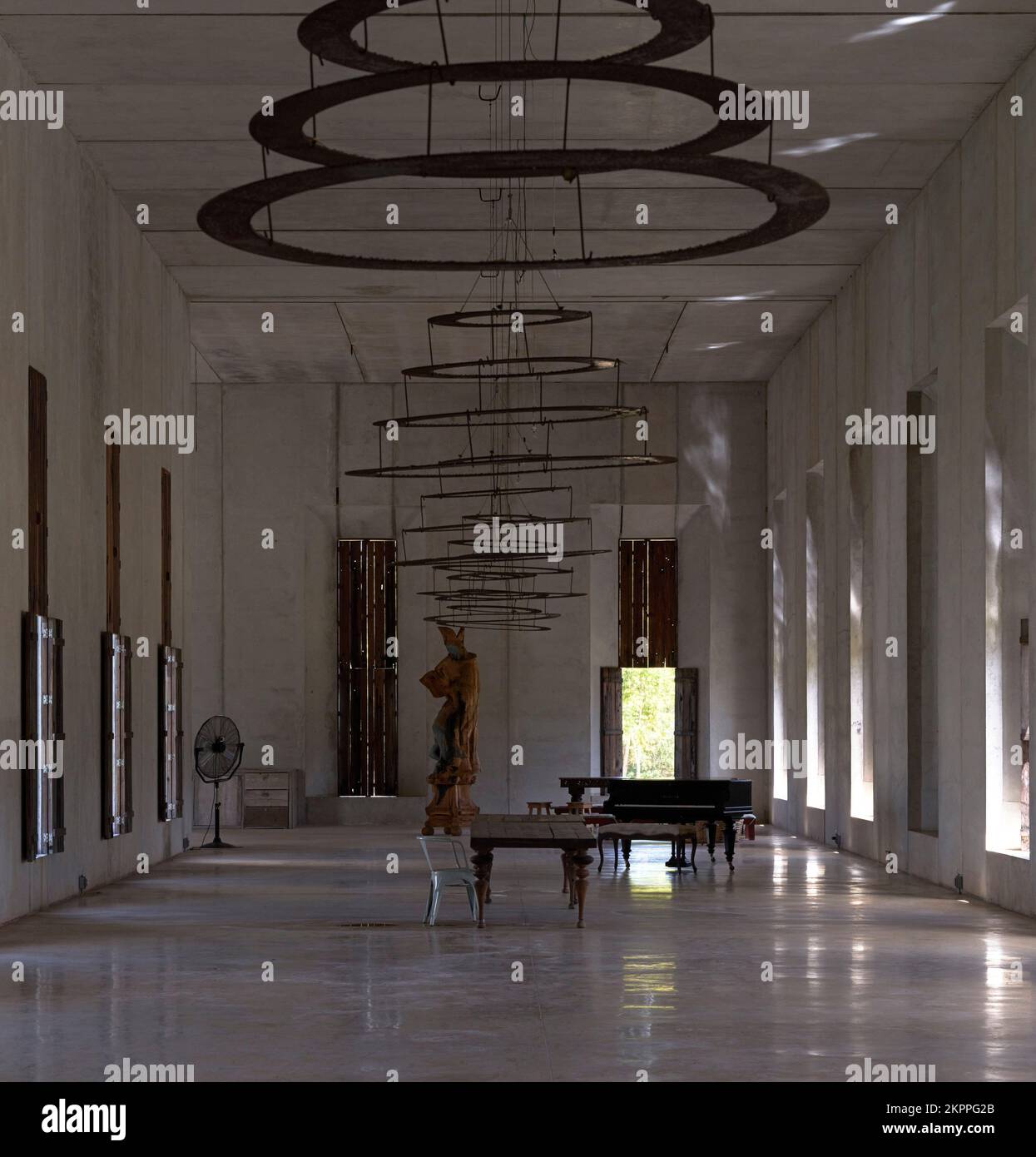 Main hall. Plantel Matilde, Merida, Mexico. Architect: Javier Marín and ...