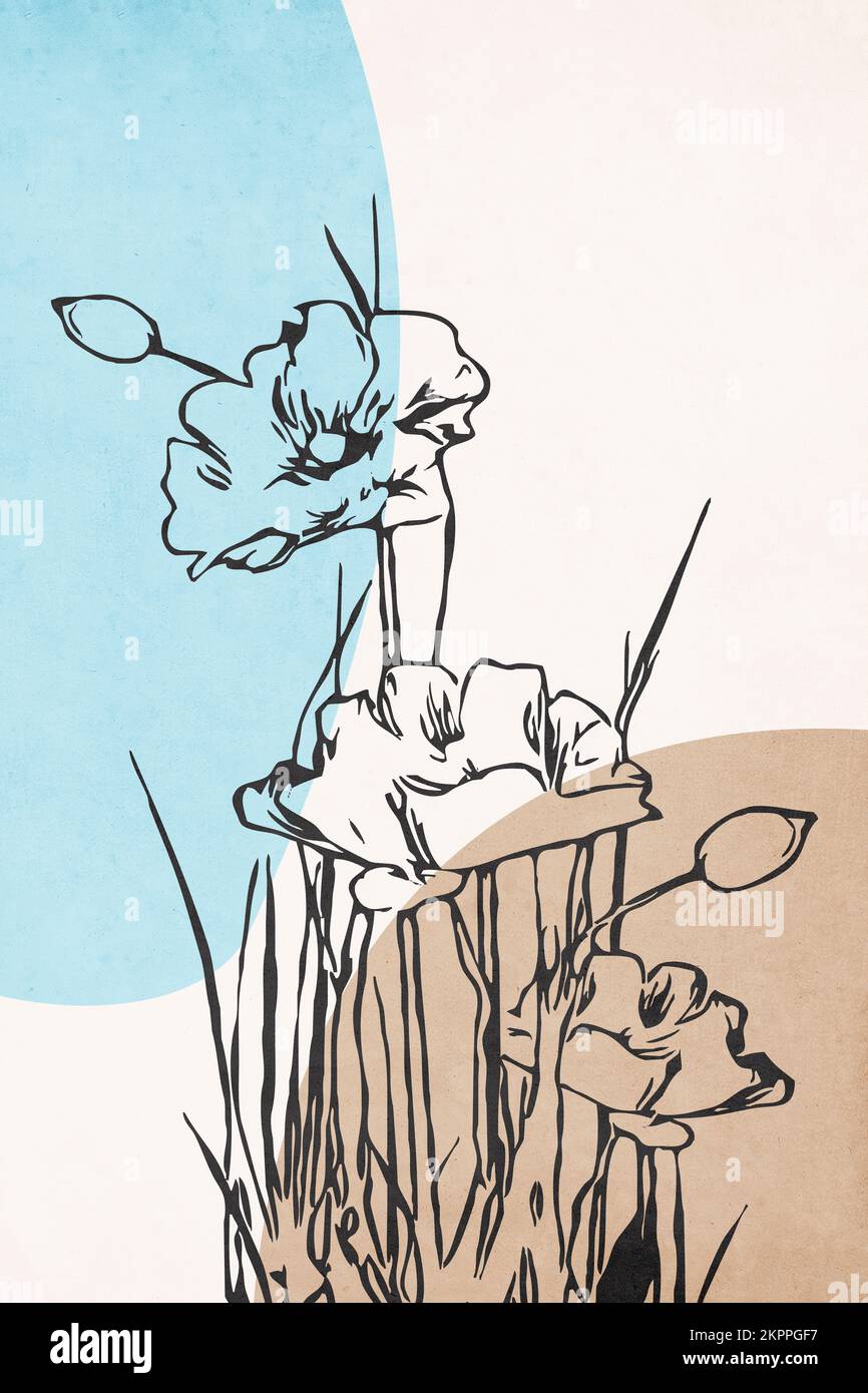 Printable trendy botanical card. Use for cover, wallpaper, wall art ...