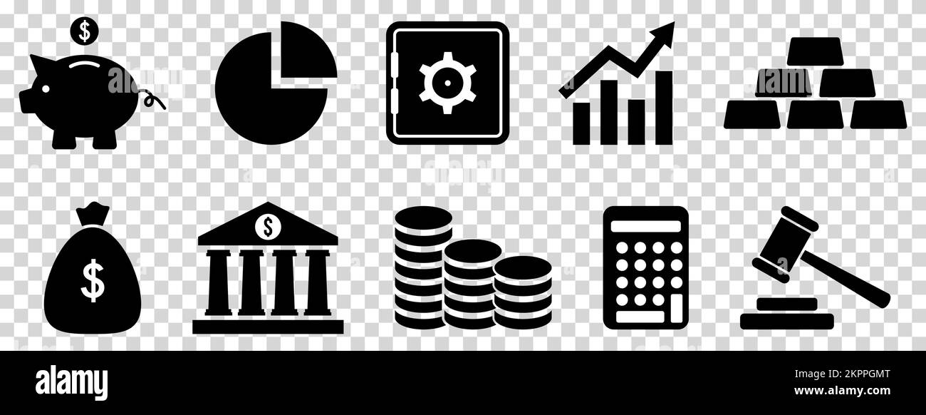 Finance Icons Set. Vector illustration isolated on transparent ...