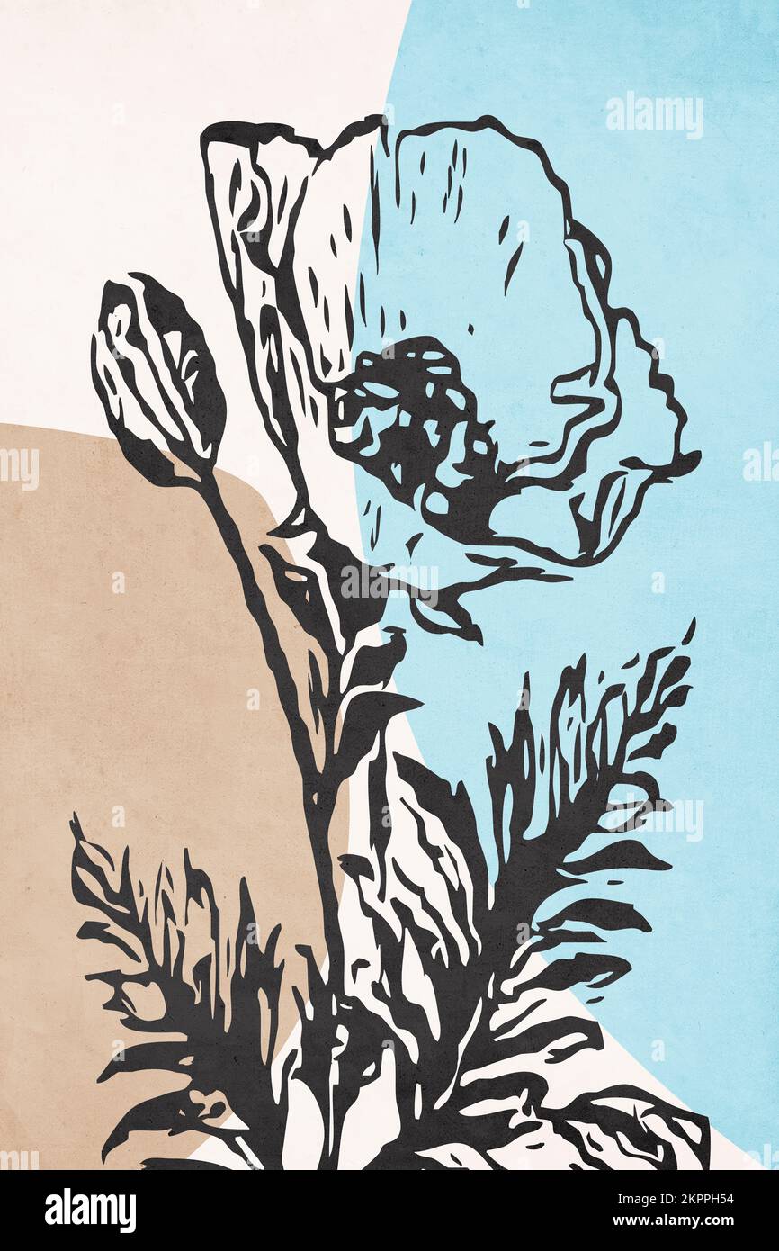 Printable trendy botanical card. Use for cover, wallpaper, wall art ...