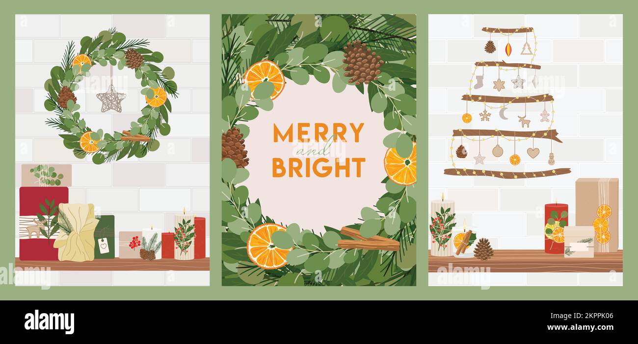 Zero waste christmas decoration Stock Vector Images - Alamy