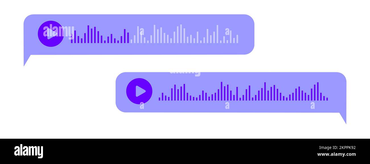 Voice messages in bubble frames. Audio chat elements with speech waves ...