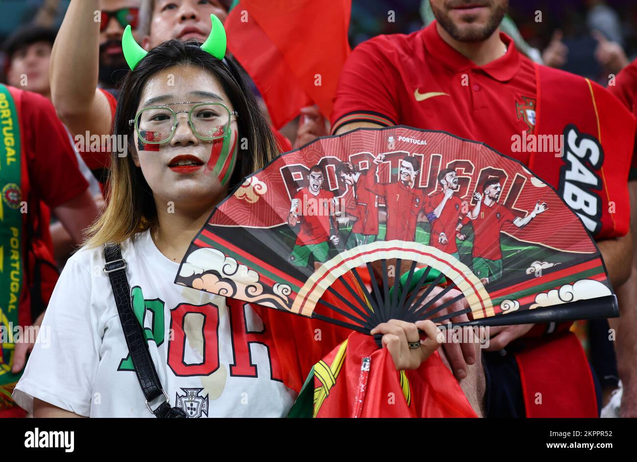 Doha, Qatar, 28th November 2022. Portugal fans during the FIFA World ...