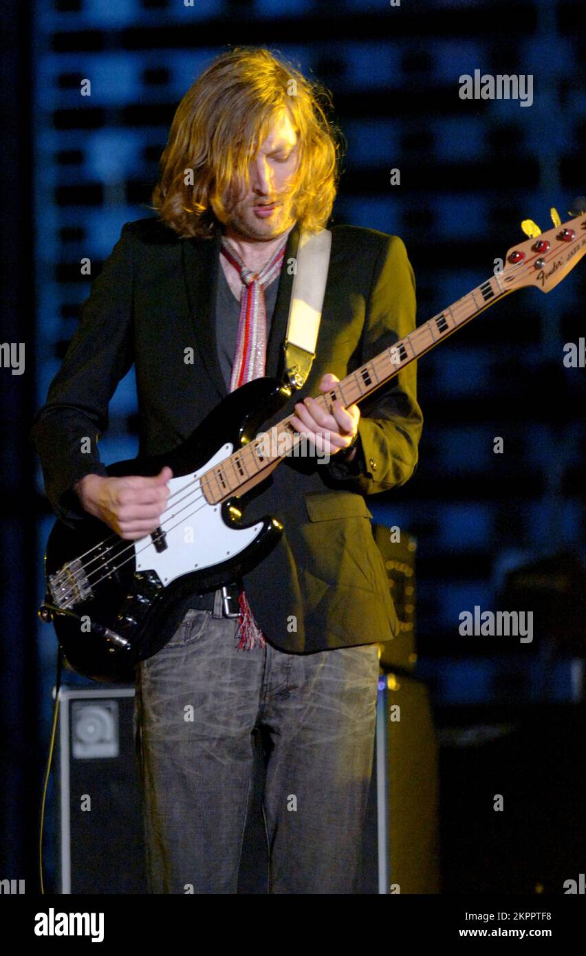 THE KILLERS bass player MARK STOERMER playing support to U2 at the ...