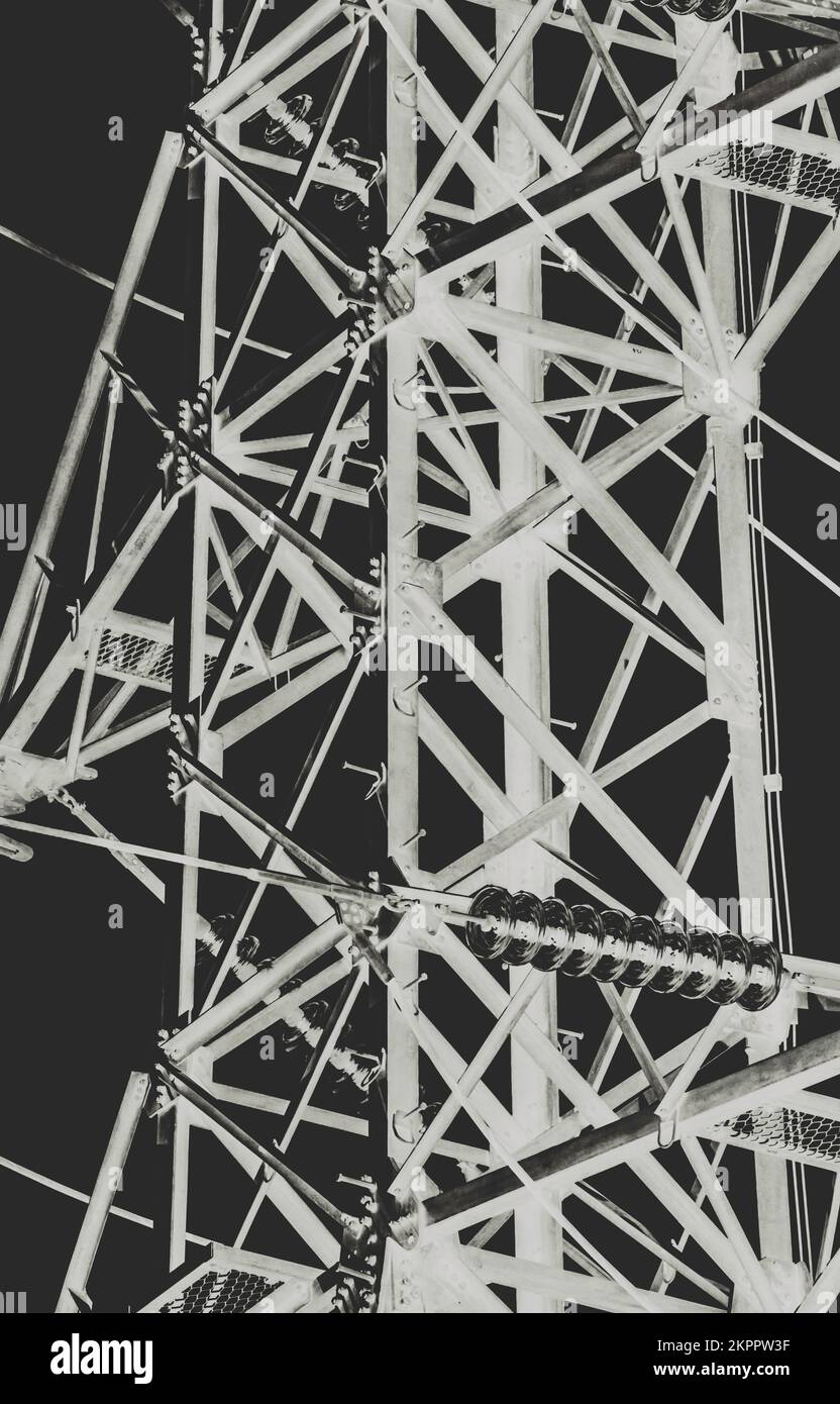 Architectural photo art on a construction of pylon pillars from steely ...