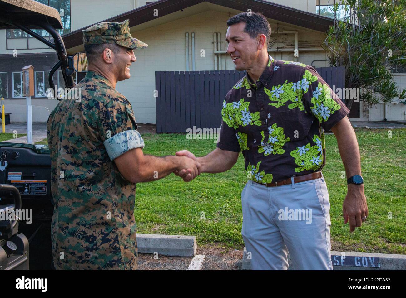 Congressman Kaiali'i Kahele, U.S. representative, shakes hands with U.S ...