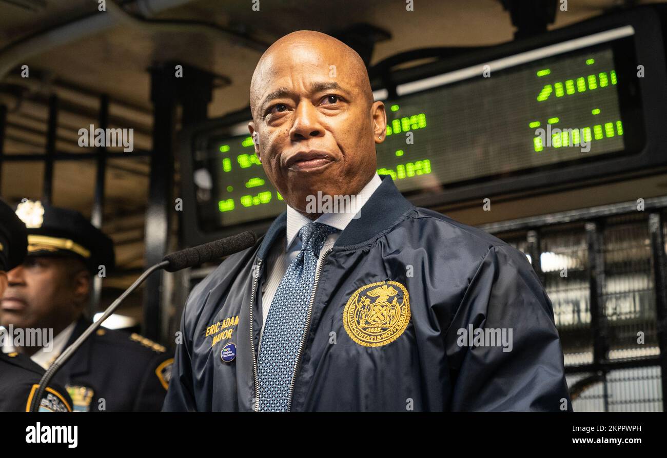 Mayor Eric Adams speaks at PO Taufique Bokth, PO Brunel Victor ...