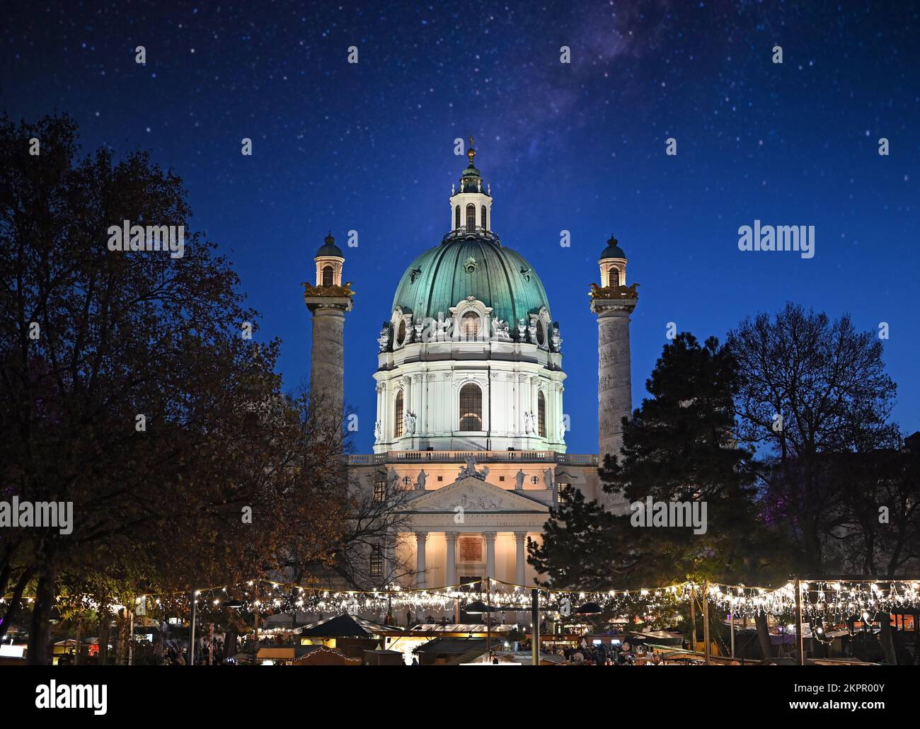Christmas market on Karlsplatz in Vienna Austria Stock Photo - Alamy