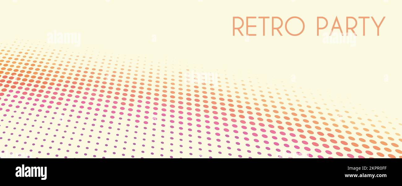 Abstract wide background for retro party with halftone effect. Vector ...
