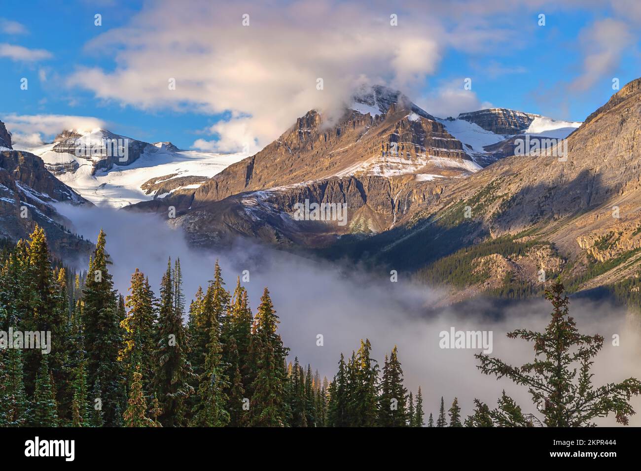 Blue Sky And Clouds Over Banff Mountains Stock Photo - Alamy