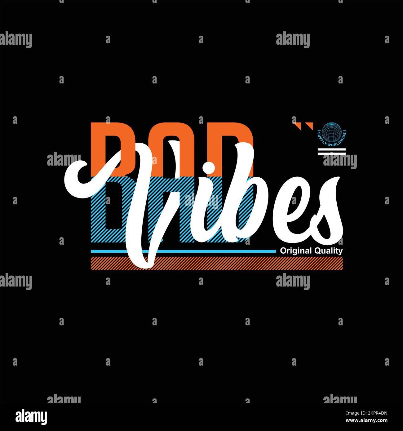 A Fashion Design Of Bad Vibes Simple Vintage Fashion On Black Background Stock Vector Image