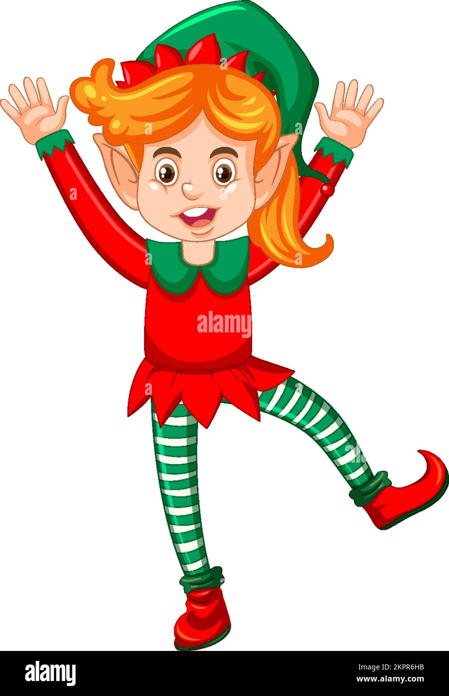 Cute kid wearing elf costume cartoon illustration Stock Vector Image ...