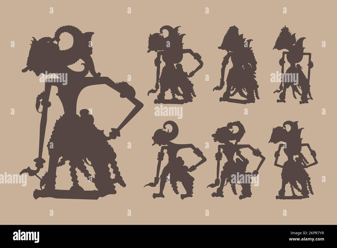 A set of silhouettes of different scary creatures looking like ...