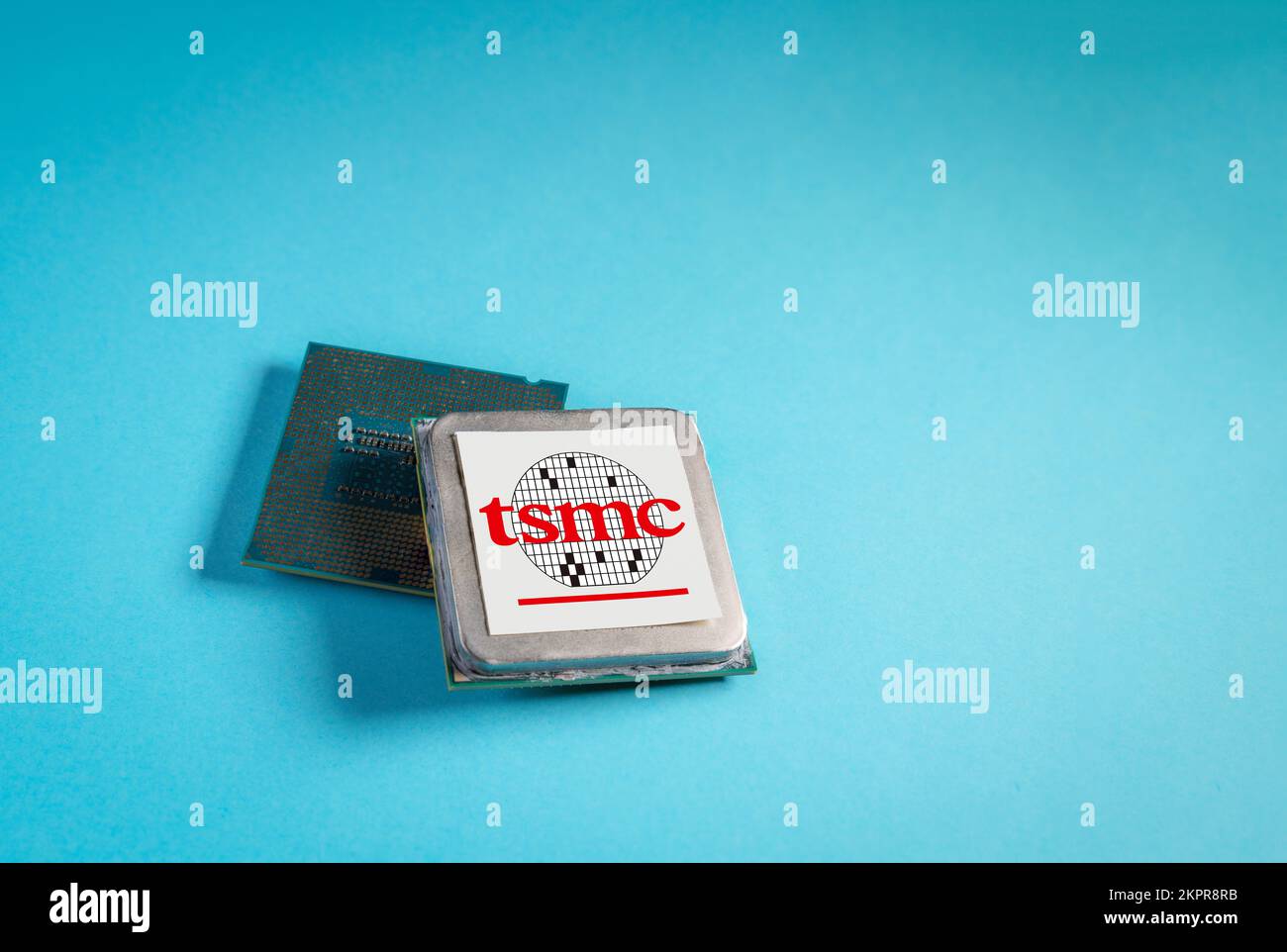 Barcelona, Spain. November 28, 2022: Microchips with the TSMC logo over a blue background Stock ...