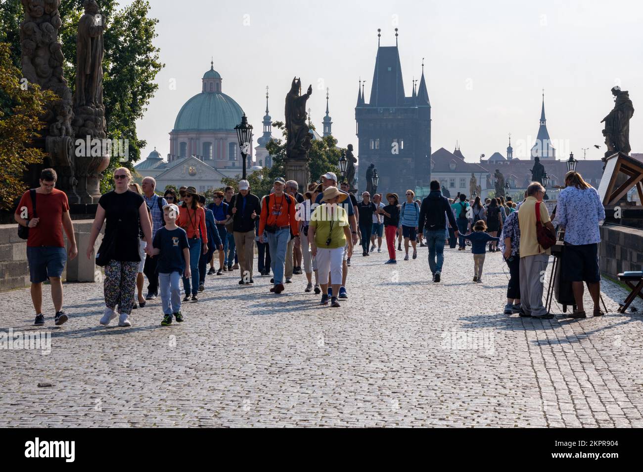 Prague, Czech Republic - 5 September 2022: People walking on Charles ...