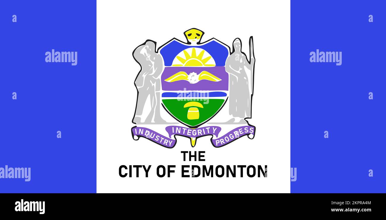 Top view of flag Edmonton 1966 1986, Alberta Canada. Canadian travel ...