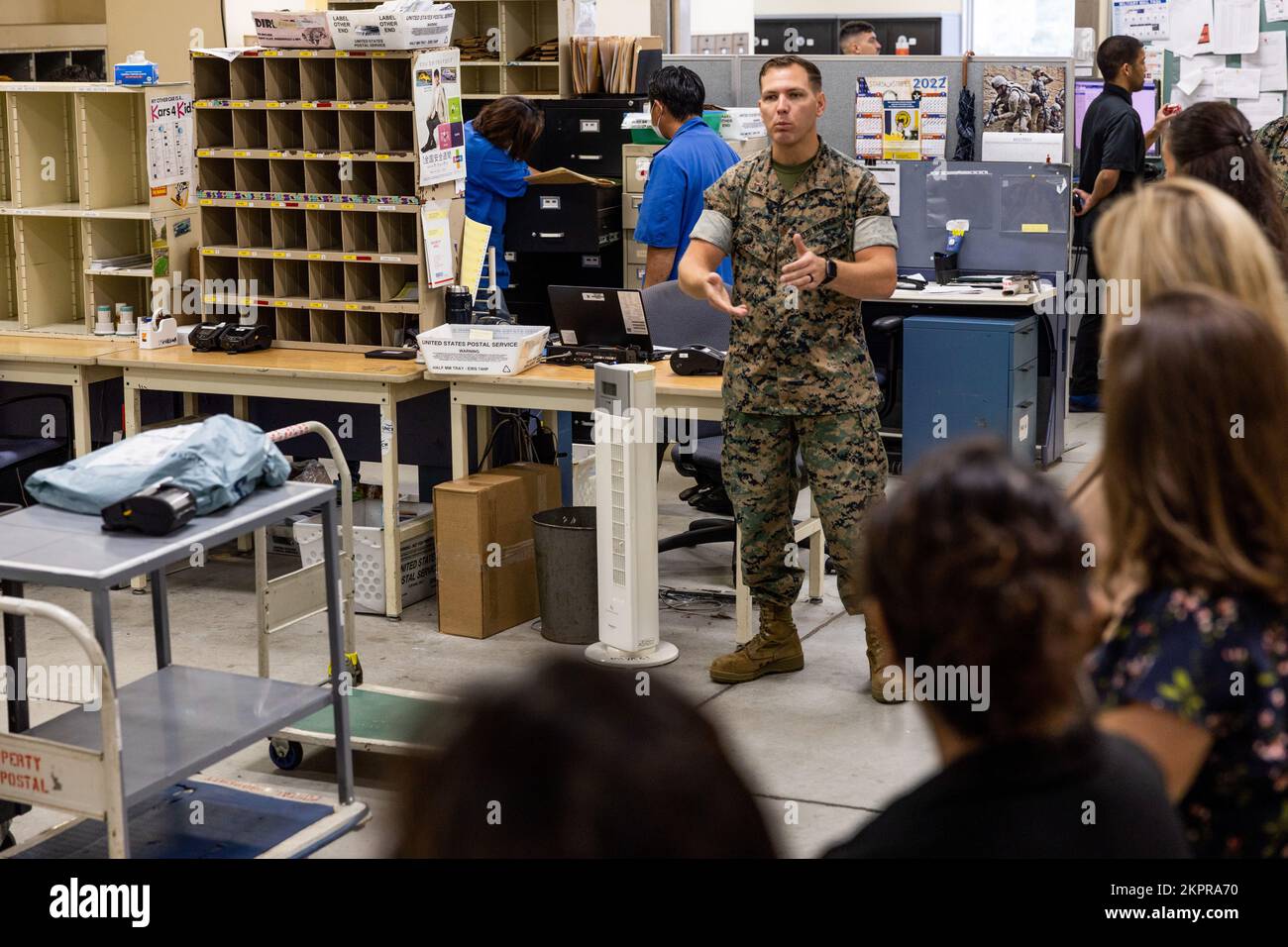 U.S. Marine Corps Chief Warrant Officer Logan Senf, a postal officer ...
