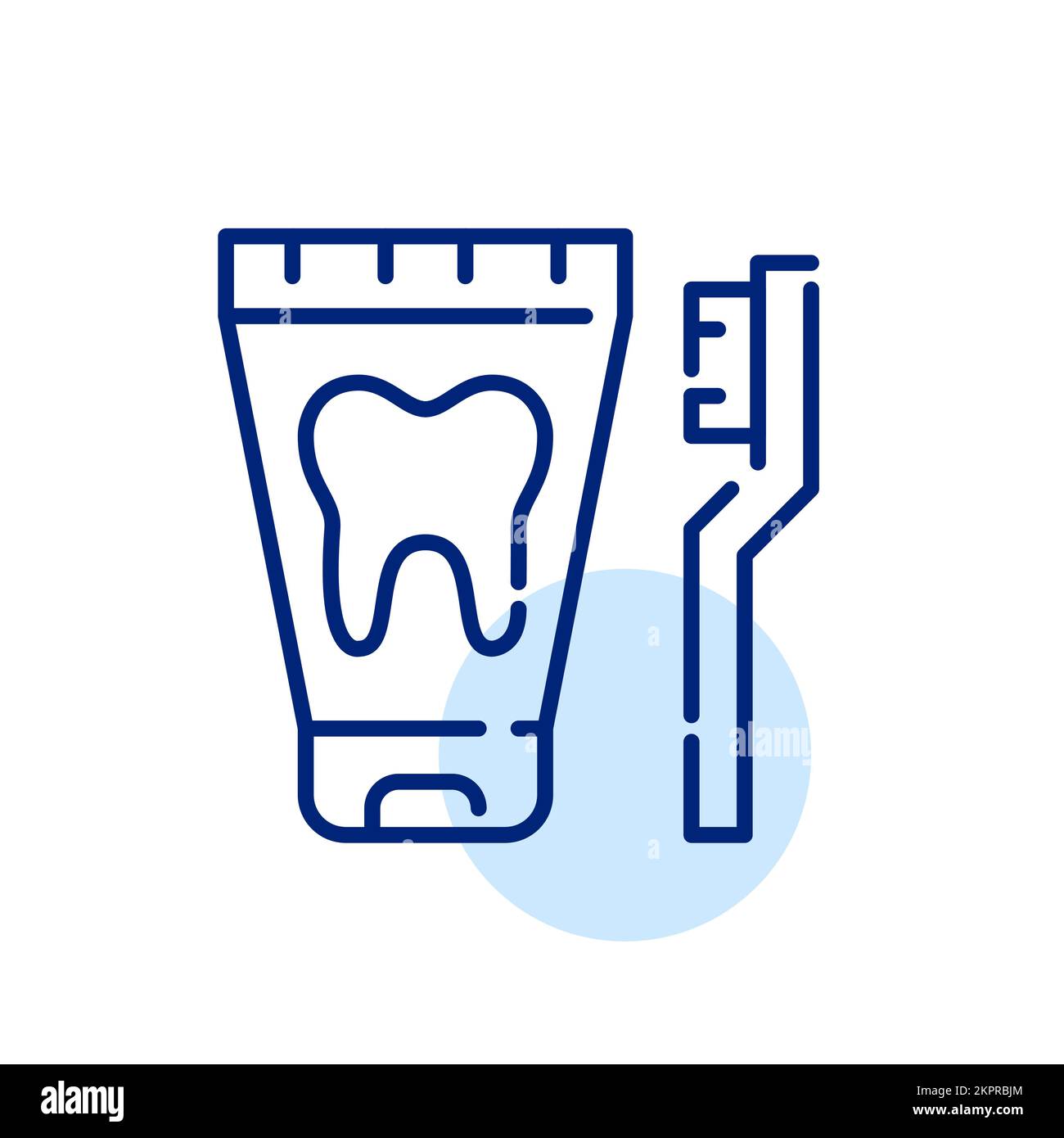 Tooth paste and brush. Oral hygiene products. Pixel perfect, editable ...