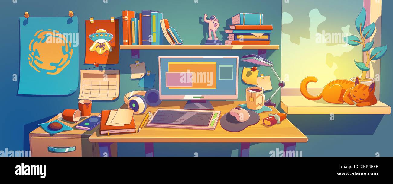 Messy desk animal Stock Vector Images - Alamy