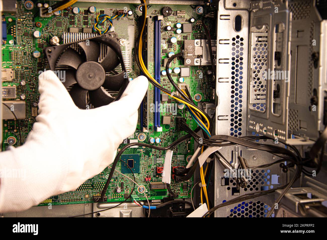 top view mechanic repairing computer Stock Photo - Alamy