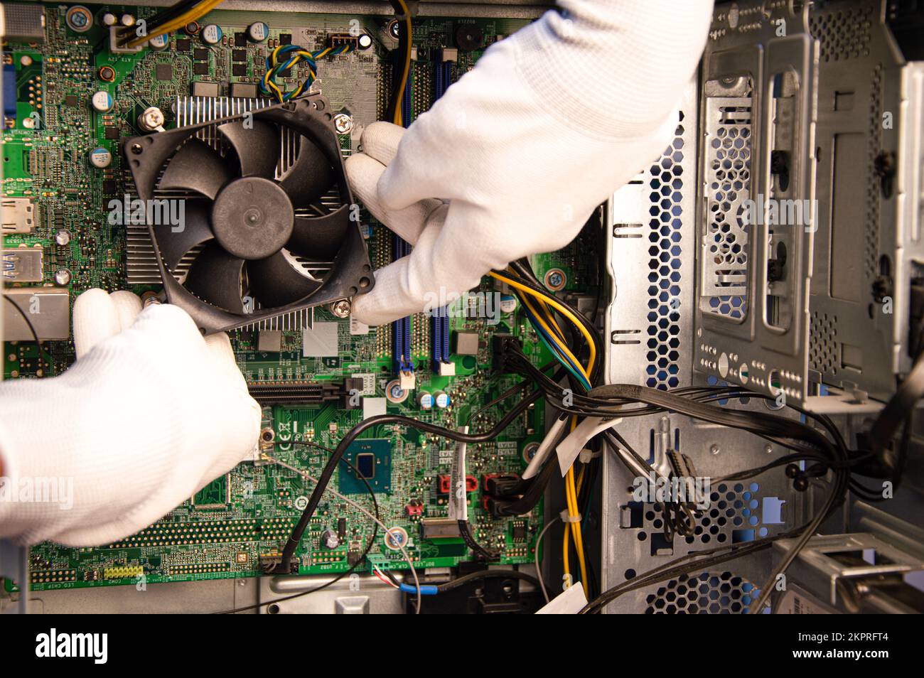 top view mechanic repairing computer Stock Photo - Alamy