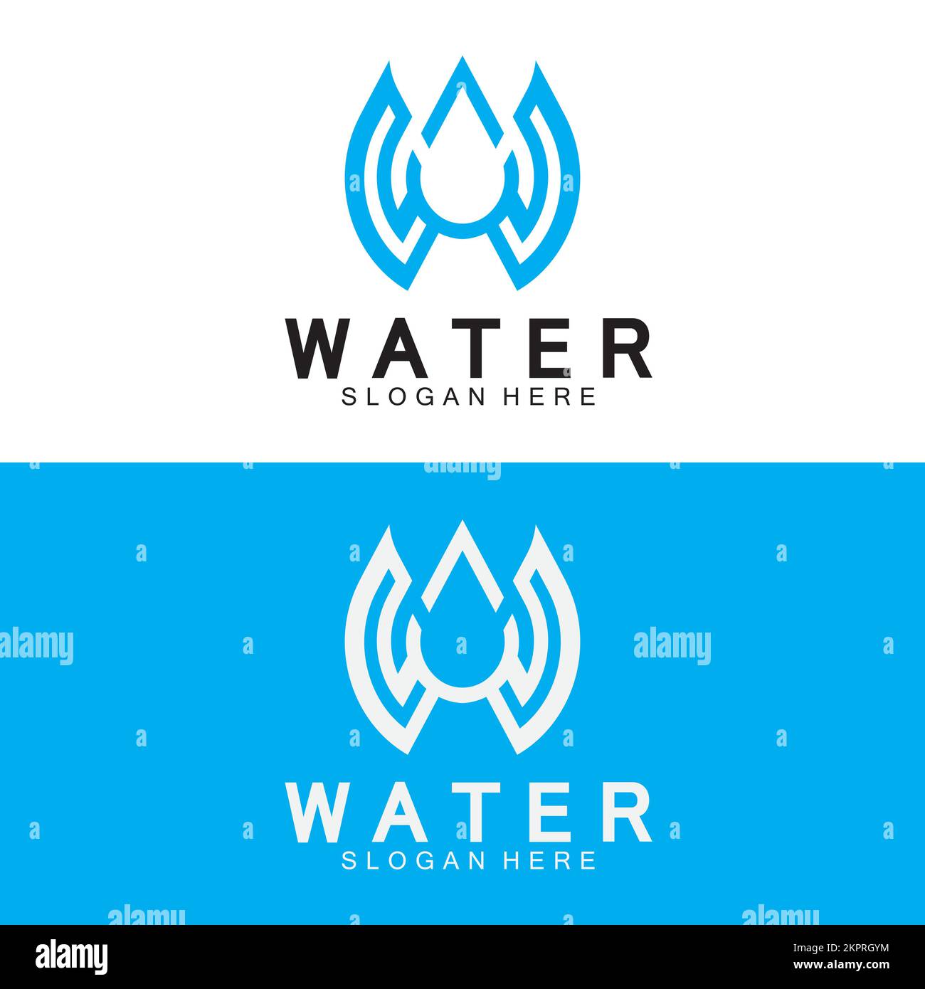 Initial Letter W Drop Water Mineral Aqua Liquid Oil Blue Modern Logo ...