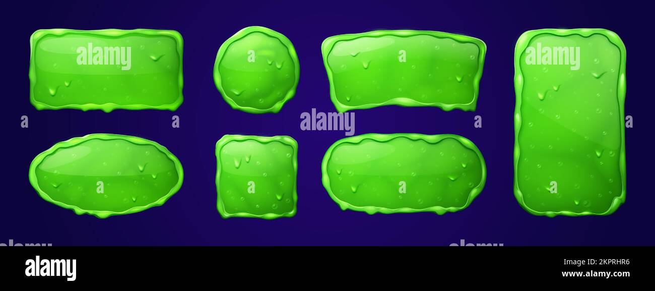 Set of sticky slime frames isolated on background. Cartoon vector ...