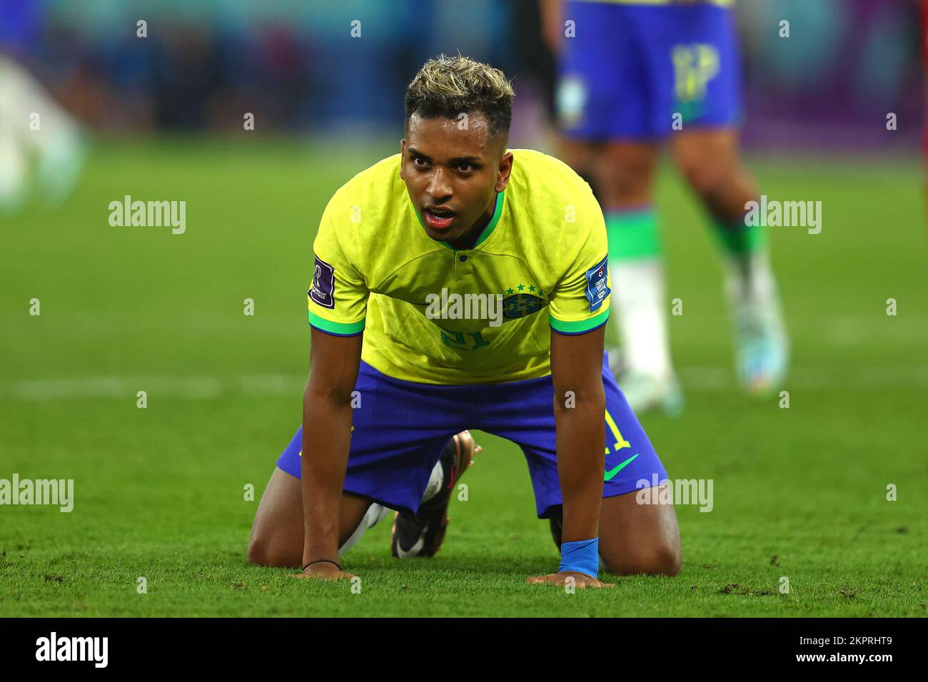 Doha, Qatar. 28th Nov, 2022. Rodrygo of Brazil reacts during the 2022 ...