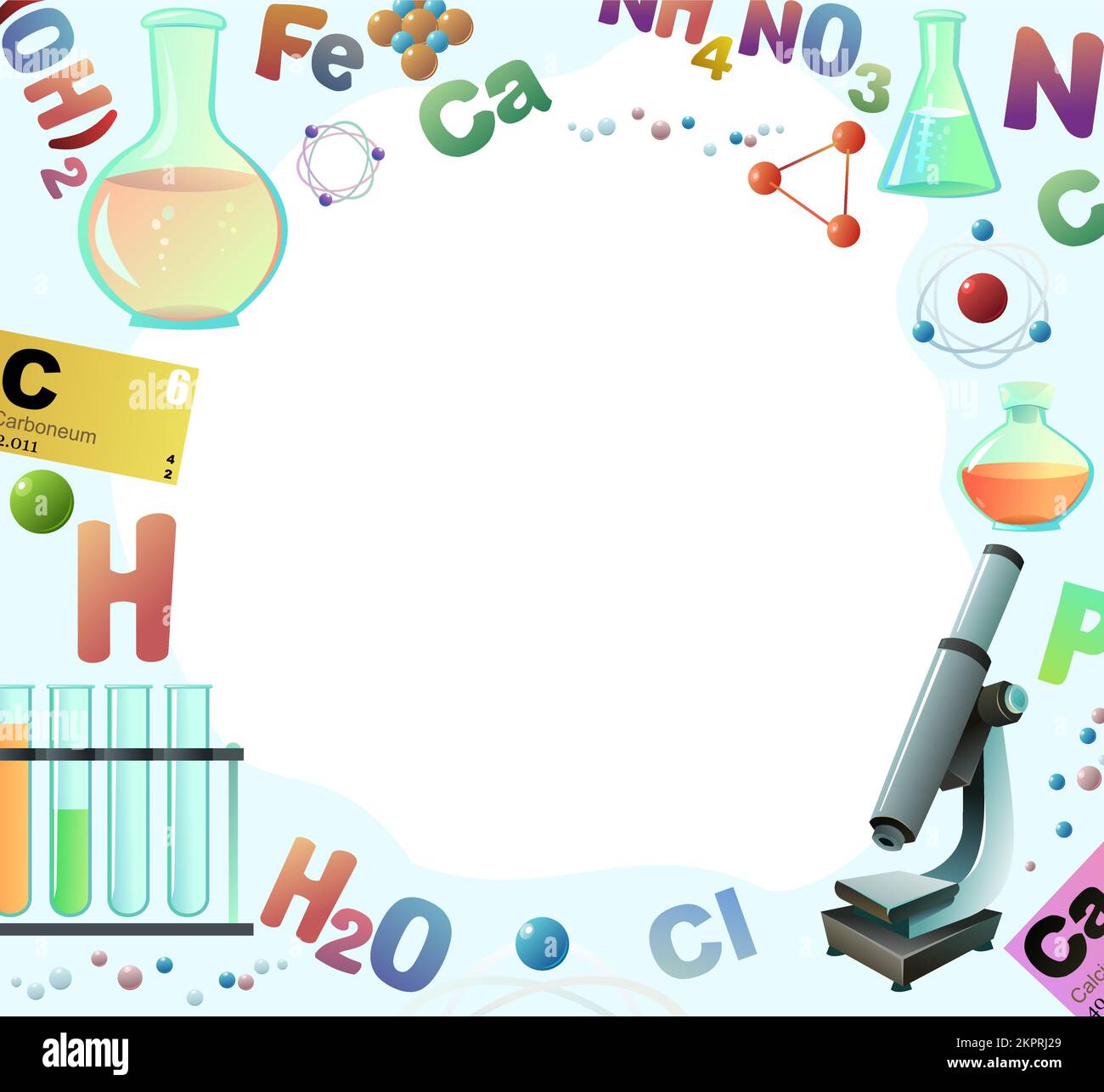 Chemistry picture frame around edge of picture. Round proportion. Study ...