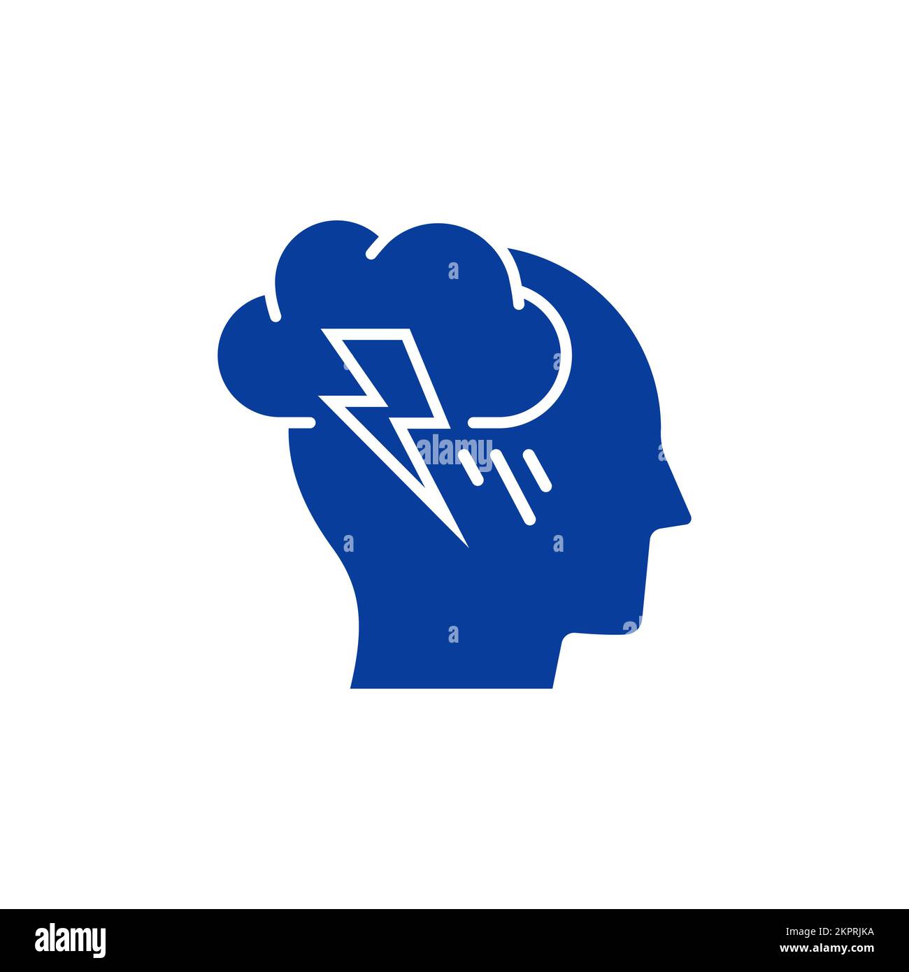 Human head icon with storm and lightning. Vector illustration Stock ...