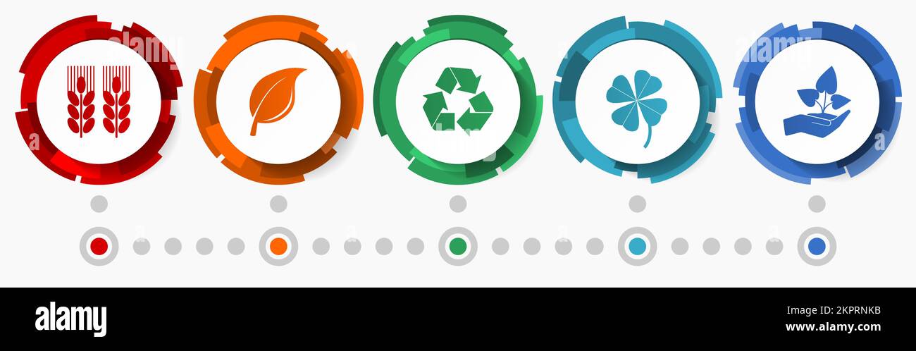 Agriculture vector icon set, nature concept flat design buttons ...