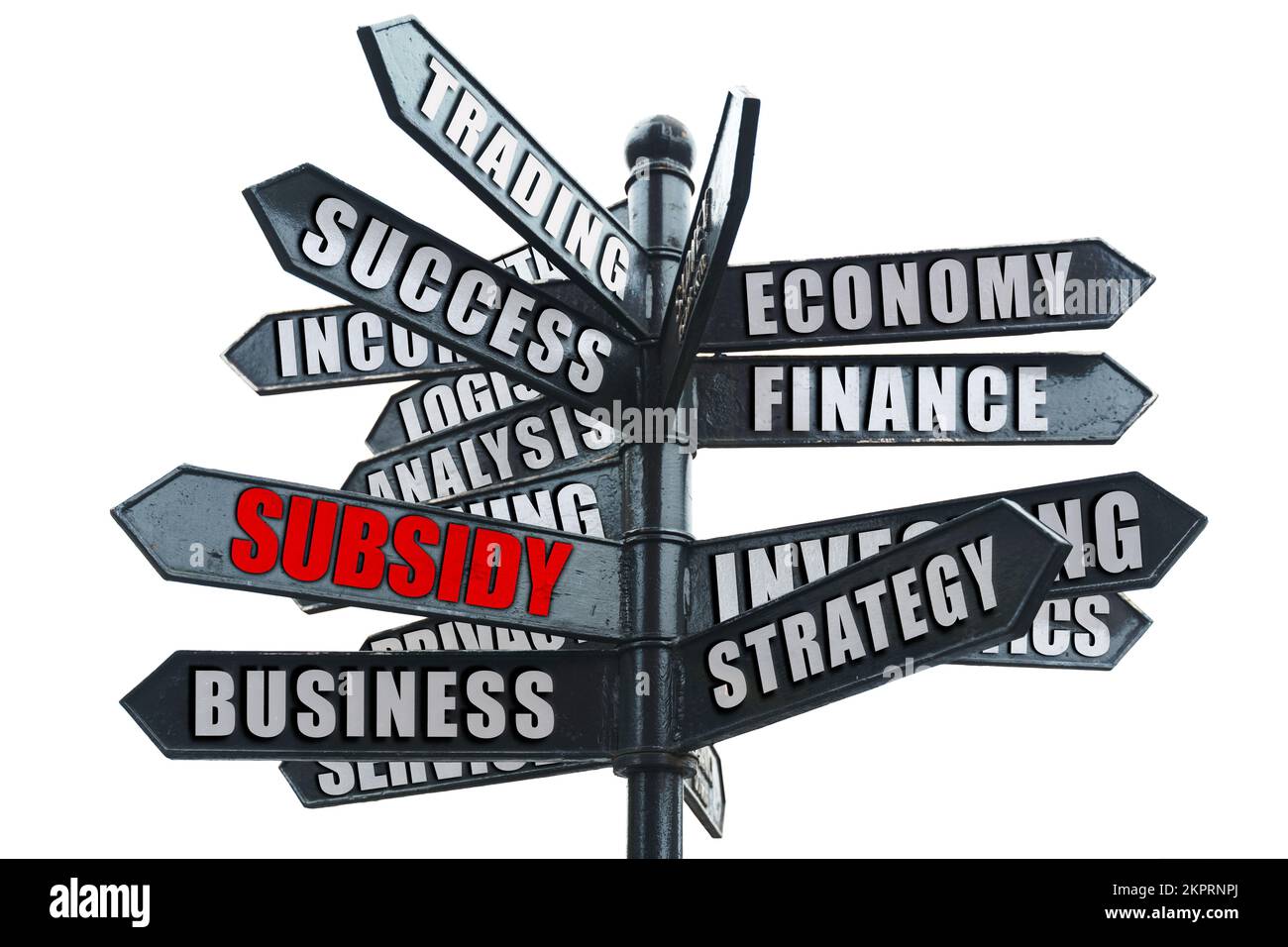 Business and finance concept. Business road sign, on one of the arrows ...