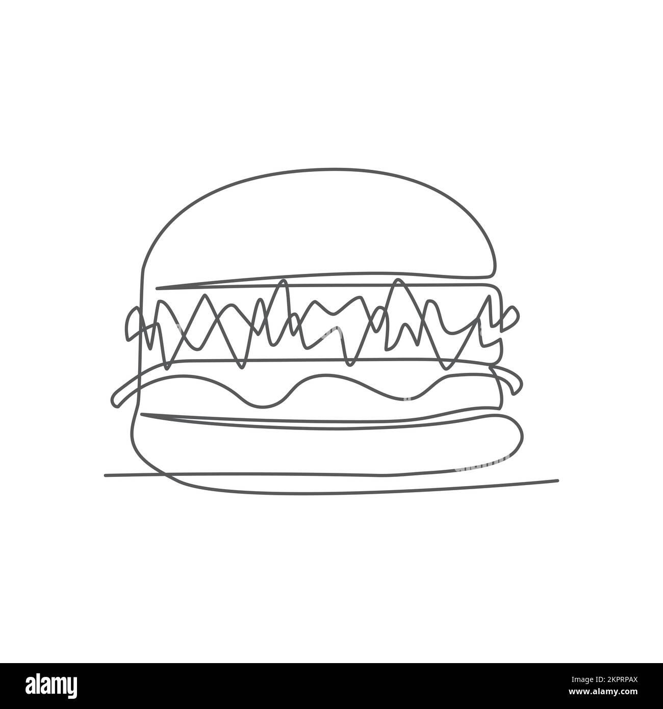 Burger One line drawing on white background Stock Vector Image & Art ...