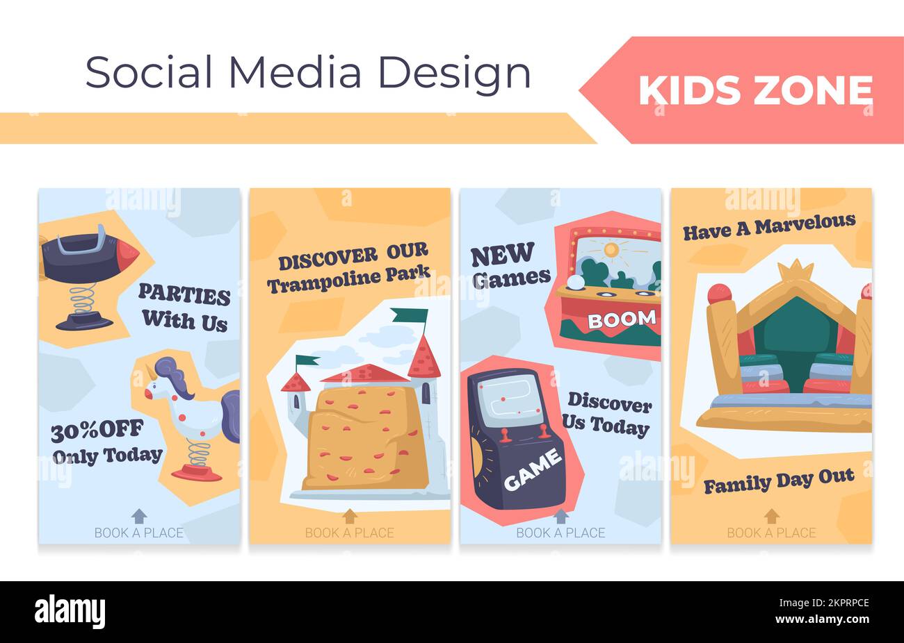 Social media story set for kids zone attractions Stock Vector Image ...